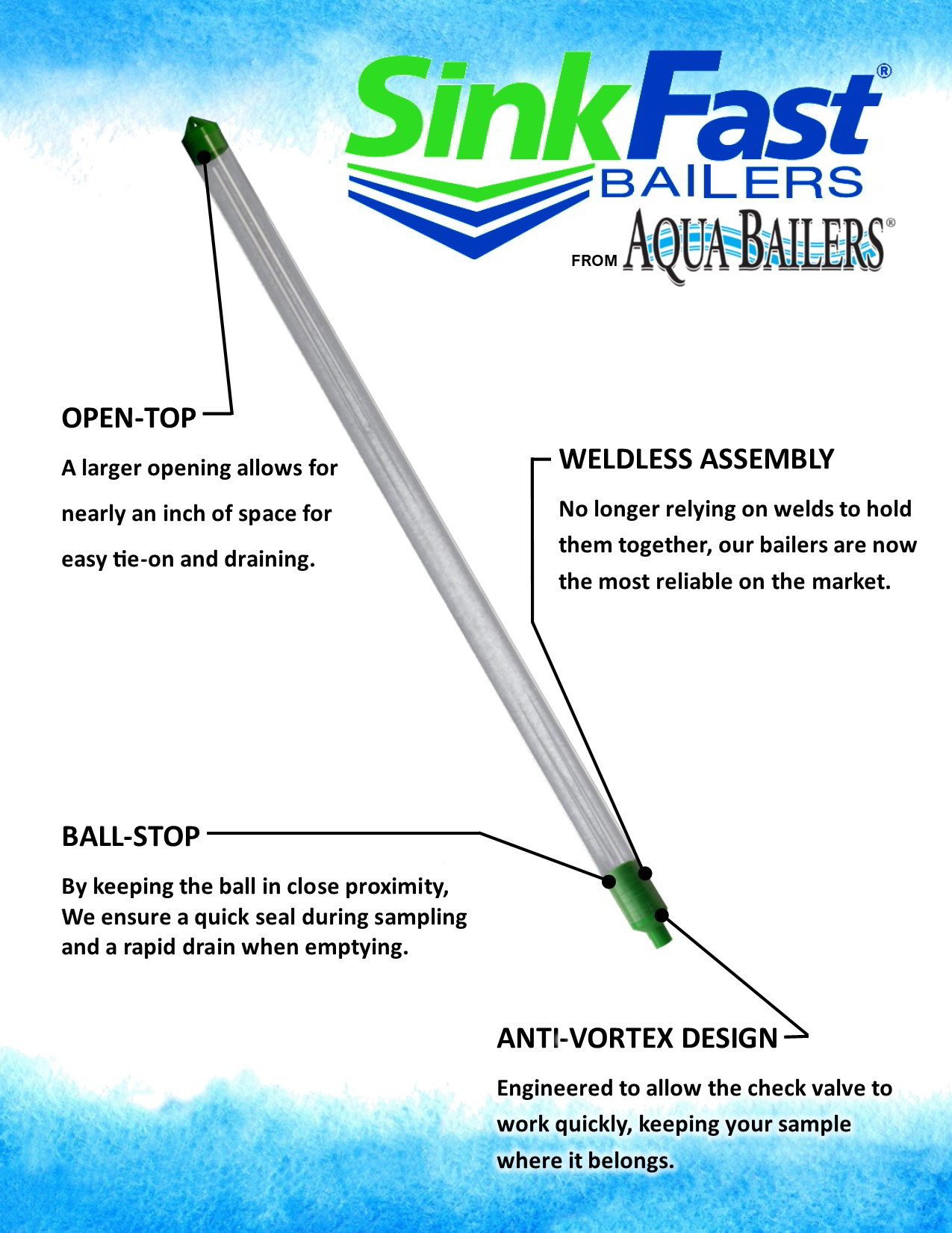 SinkFast® Disposable Groundwater Sampling Bailer
